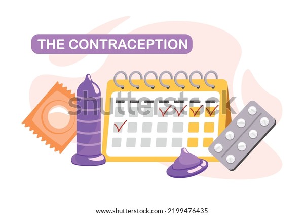 Vector Illustration Methods Contraception Cartoon Illustration Stock ...