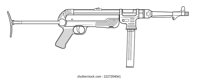 Vector Illustration Mp40 German Machine Gun Stock Vector (Royalty Free ...