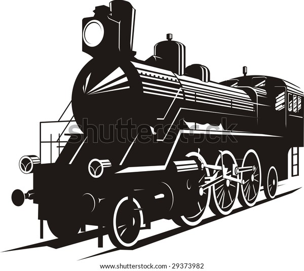 Vector Illustration Old Steam Engine Stock Vector (Royalty Free ...