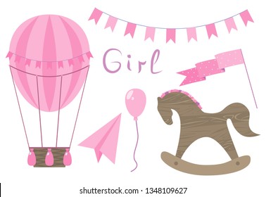 Vector Illustration Pink Objects Which Girls Stock Vector (Royalty Free ...