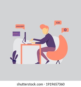 Vector Illustration Programmer Work Concept Programming Stock Vector ...