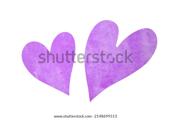 Vector Illustration Purple Watercolor Hearts Isolated Stock Vector ...