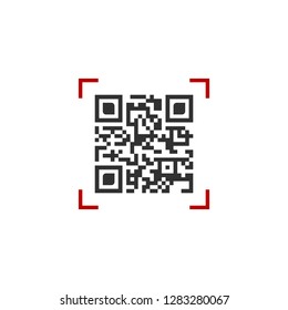 Vector Illustration Qr Code Red Scanning Stock Vector (Royalty Free ...