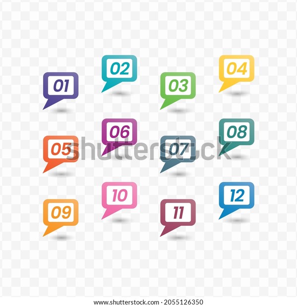 Vector Illustration Rectangular Number Bullet Points Stock Vector ...
