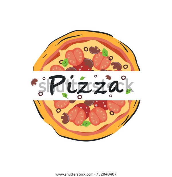 Vector Illustration Round Pizza Logo Stock Vector (Royalty Free ...