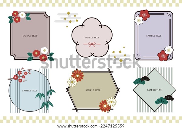 Vector Illustration Set Japanese Style Frames Stock Vector (Royalty ...