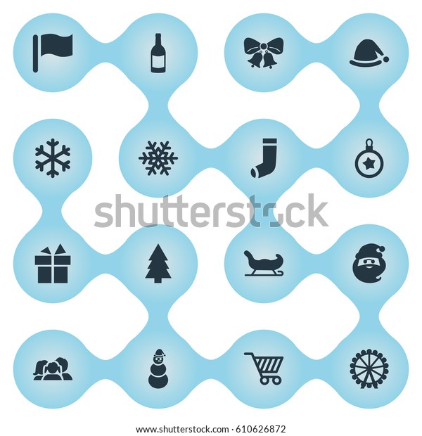 Vector Illustration Set Simple Christmas Icons Stock Vector (Royalty ...