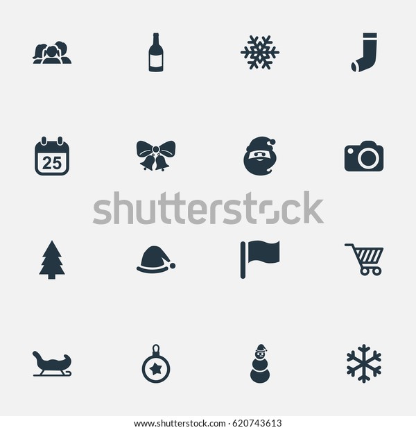 Vector Illustration Set Simple Christmas Icons Stock Vector (Royalty ...