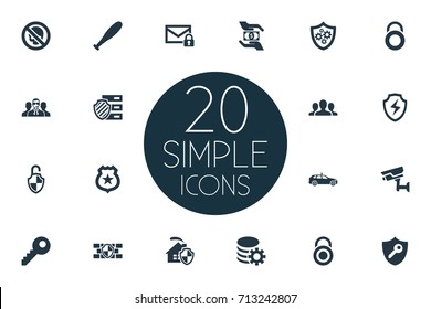 Vector Illustration Set Simple Security Icons Stock Vector (Royalty ...