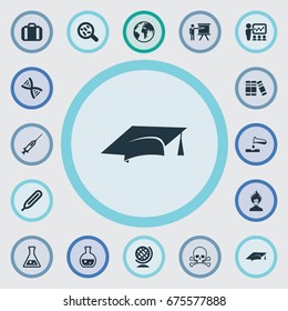 Vector Illustration Set Simple Study Icons Stock Vector (Royalty Free ...