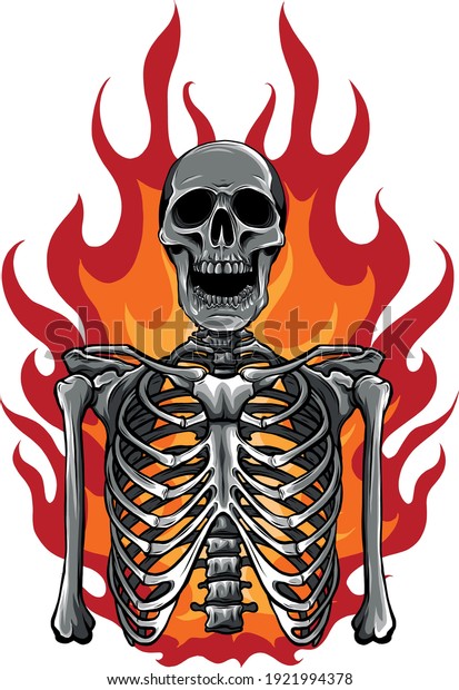 Vector Illustration Skeleton Flame Design Stock Vector (Royalty Free ...