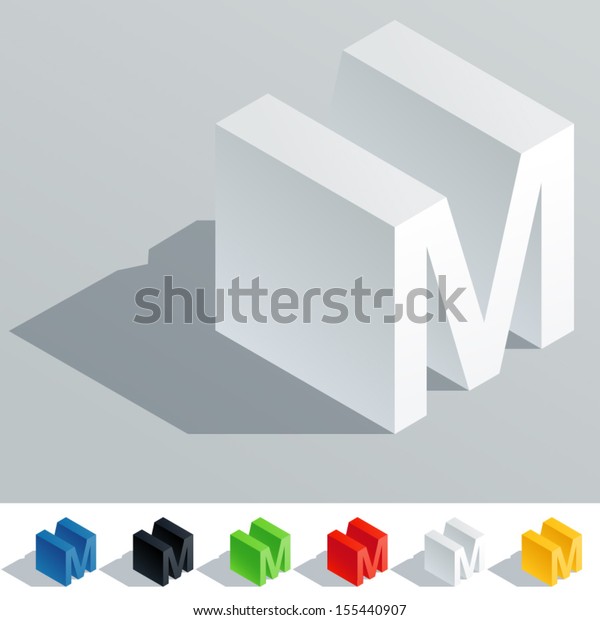 Vector Illustration Solid Colored Letter Isometric Stock Vector ...