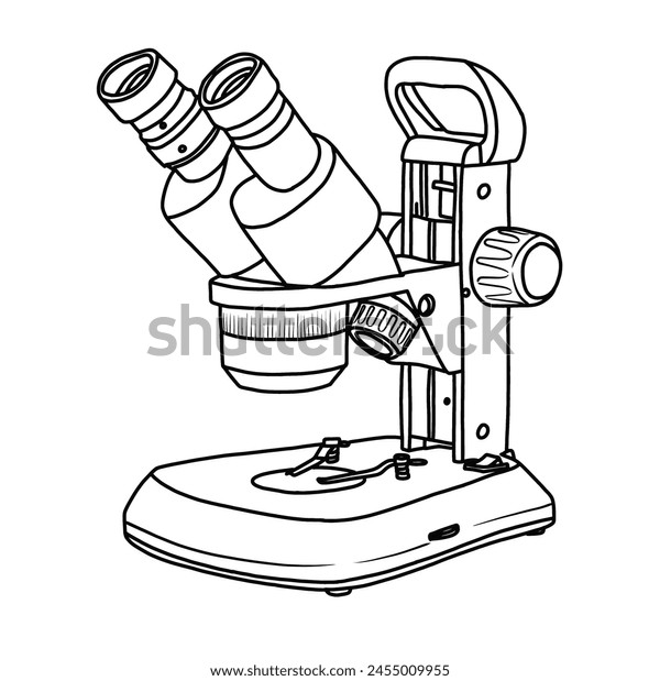 Vector Illustration Stereo Microscope Hand Drawn Stock Vector (Royalty ...