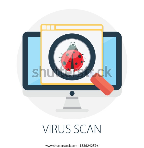 Vector Illustration Virus Scan Software Security Stock Vector (Royalty ...