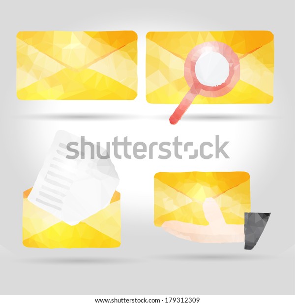 Vector Illustration Yellow Envelope Polygon Crumpled Stock Vector ...
