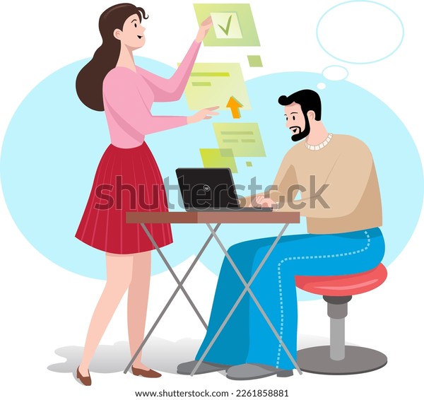 Vector Illustration Young Couple Checking Family Stock Vector (Royalty ...