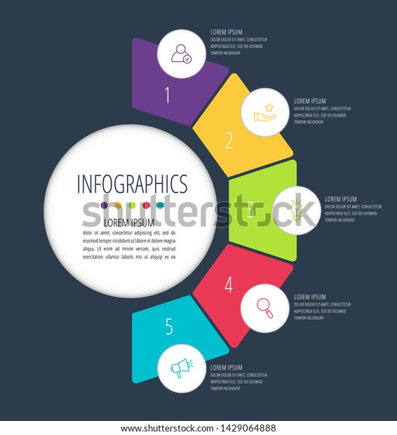 Vector Infographic Flat Template Sectors Five Stock Vector (Royalty ...