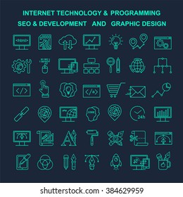 Vector Internet Technology Programming Linear Icons Stock Vector (Royalty Free) 384629950 ...