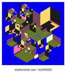 Vector Isometric Abstract Background Design Poster Stock Vector ...