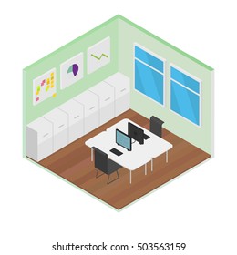 Vector Isometric Office Stock Vector (Royalty Free) 504887308 ...