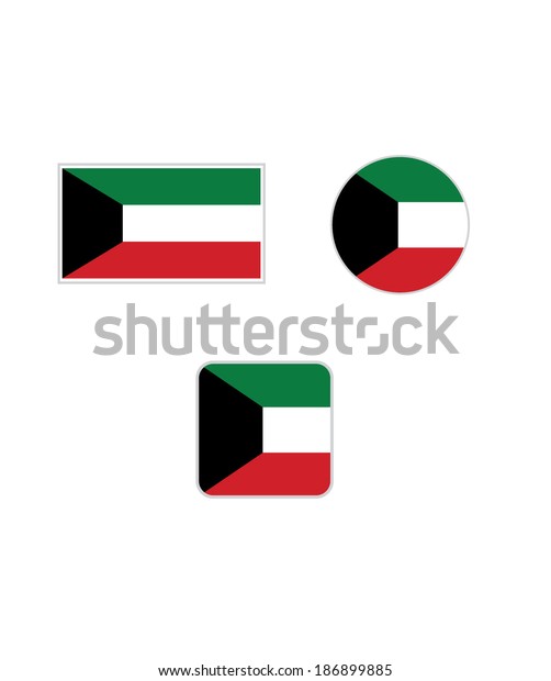 Vector Kuwait Flag Icon Set Stock Vector (Royalty Free) 186899885 ...