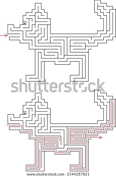 Vector Labyrinth Inside Shape Dog Entry Stock Vector (Royalty Free ...