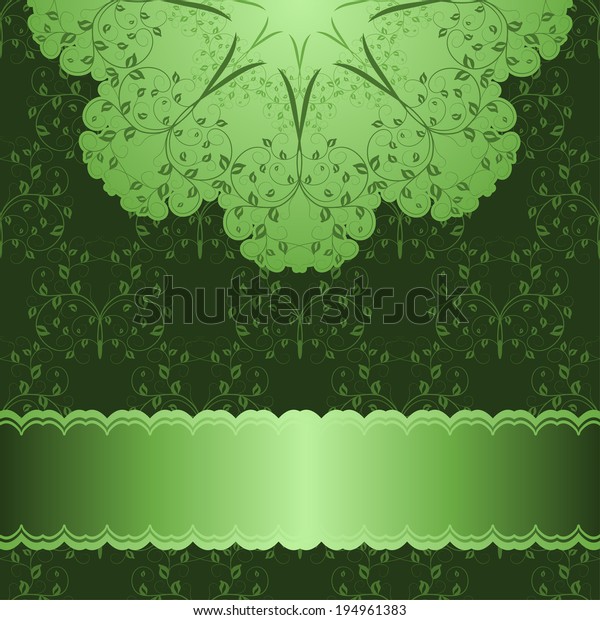Vector Lace Pattern Green Background Place Stock Vector (Royalty Free ...