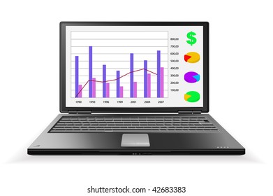 White Stock Exchange Scene Laptop Chart Stock Illustration 1677394732 ...