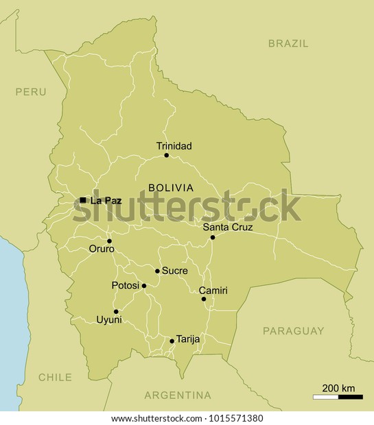 Vector Map Bolivia Important Cities Roads Stock Vector (Royalty Free ...