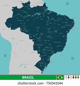 Vector Map Brazil Neighboring Countries Stock Vector (Royalty Free ...
