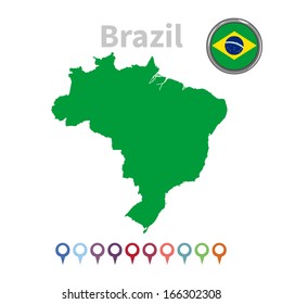 Brazil World Map Flat Style 4 Stock Vector (Royalty Free) 220574749 ...