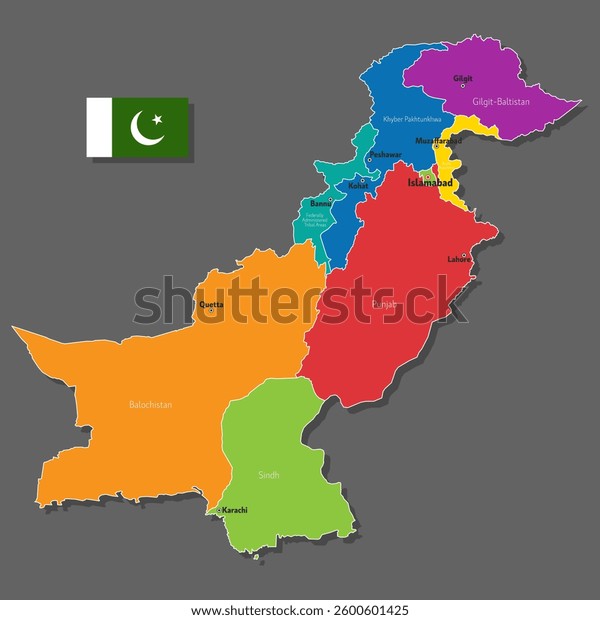 Vector Map Pakistan Names Cities Borders Stock Vector (Royalty Free ...