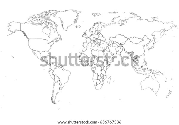 Vector Map World Borders States Printed Stock Vector (Royalty Free ...