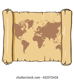Vektor Stok Vector Old Scroll World Map (Tanpa Royalti) 432372418 ...