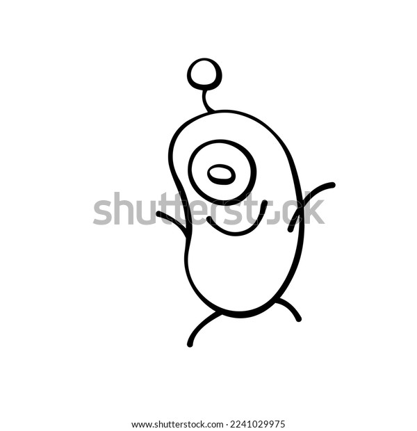 Vector Outline Cute Funny Alien Doodle Stock Vector (Royalty Free ...