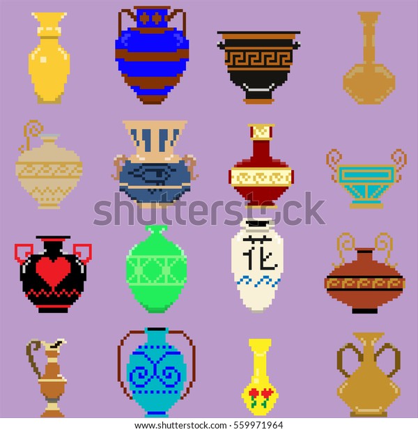 Vector Pixel Art Style Vase Collection Stock Vector (Royalty Free ...