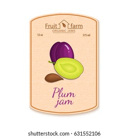 Plum Bright Color Jam Label Sticker Stock Vector (Royalty Free ...