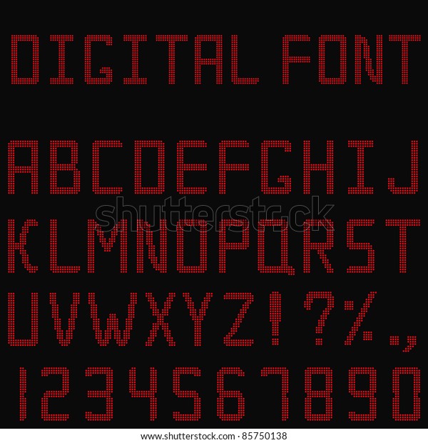 Vector Red Digital Font Stock Vector (Royalty Free) 85750138 | Shutterstock