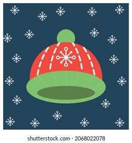 Vector Red Winter Hat Flat Image Stock Vector (Royalty Free) 2068022078 ...