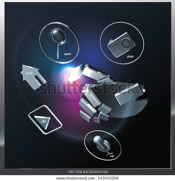 Vector Robots Hand Push Buttons Stock Vector (Royalty Free) 143410204 ...