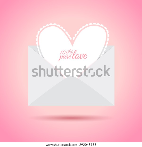 Vector Romantic Paper Heart Message Envelope Stock Vector (Royalty Free ...
