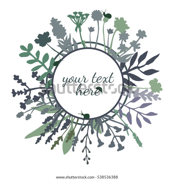 Vector Round Frame Border Wreath Summer Stock Vector (Royalty Free ...