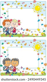 Vector School Frame Border Happy Little Stock Vector (Royalty Free ...