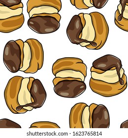 Vector Illustration Hand Drawn Chocolate Profiteroles 스톡 벡터(로열티 프리 ...