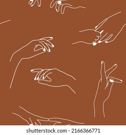 Vector Seamless Pattern Line Hands Boho Stock Vector (Royalty Free ...
