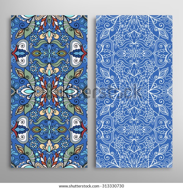 Vector Seamless Vertical Patterns Set Hand Stock Vector (Royalty Free ...