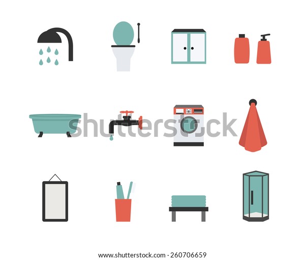 Vector Set Bathroom Icons Flat Style Stock Vector (Royalty Free ...