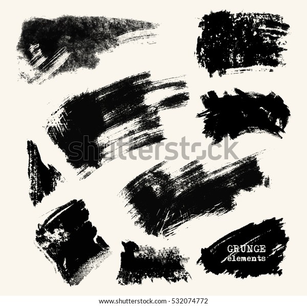 Vector Set Black Brush Strokes Grunge Stock Vector (Royalty Free ...