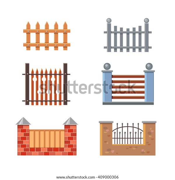 Vector Set Cute Fences Different Shapes Stock Vector (Royalty Free ...
