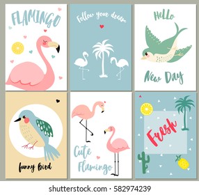 Vector Set Different Greeting Cards Stock Vector (Royalty Free ...